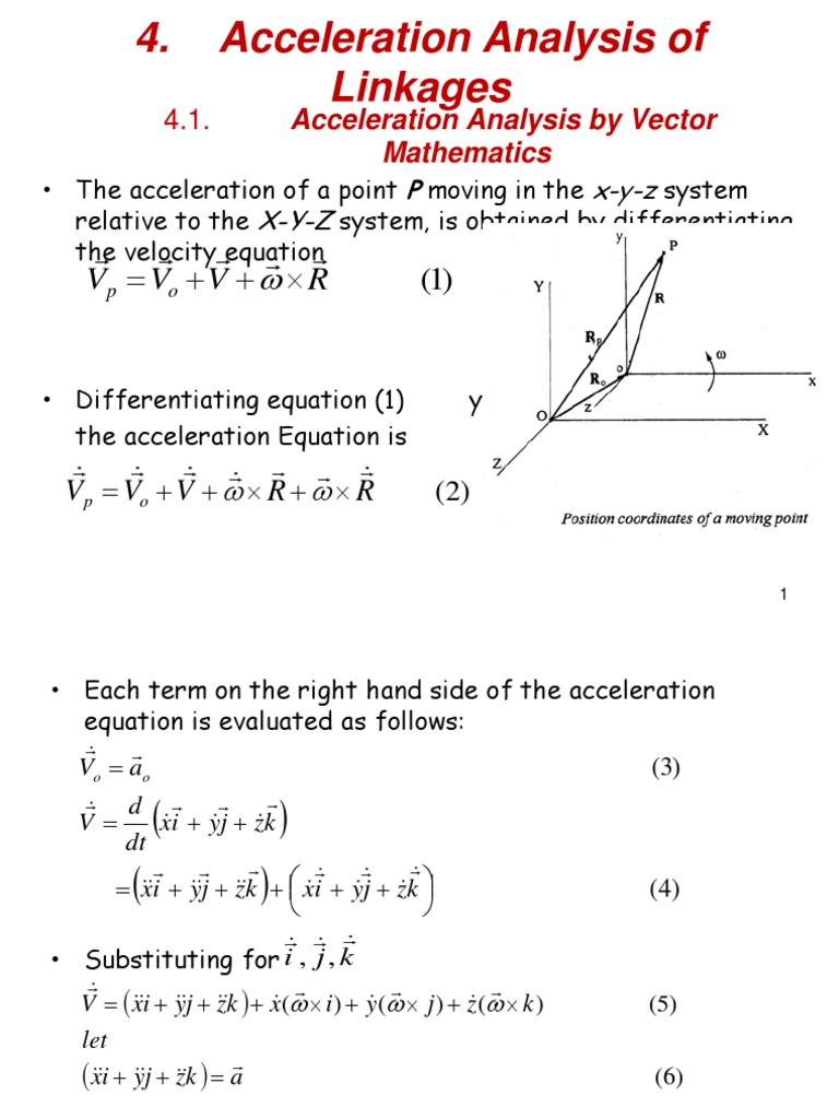 Acceleration Analysis of Linkages | PDF | Acceleration | Euclidean Vector
