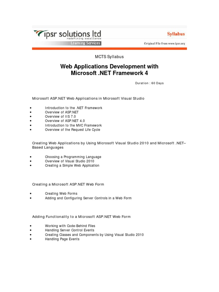 MCTS Web Applications Development With Microsoft NET 4 | PDF | Language ...