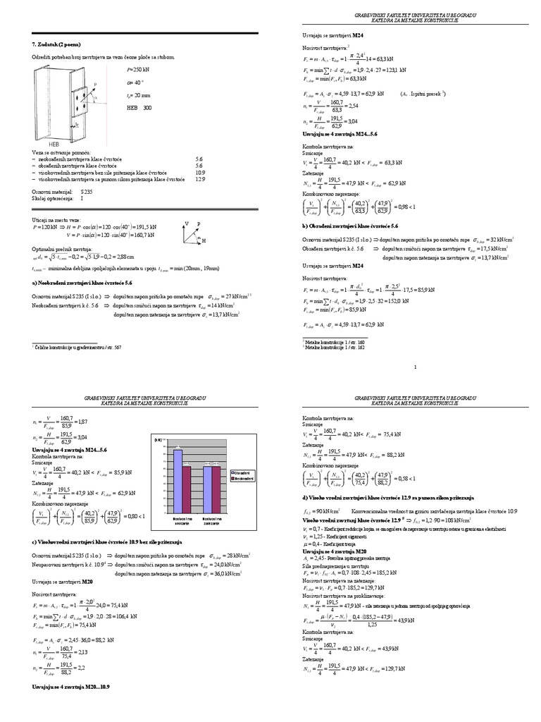 MK1 - Zadatak 7 - Proracun Zavrtnjeva | PDF