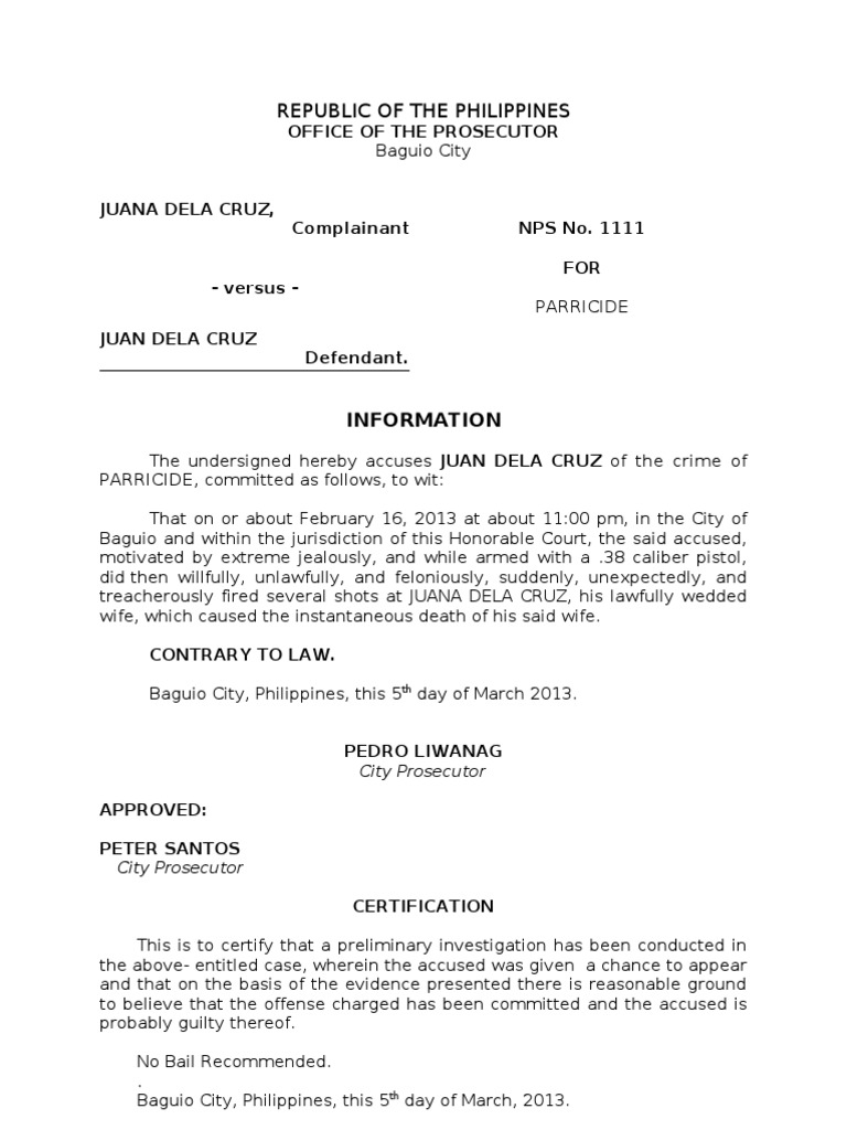 Information For Parricide | PDF | Law