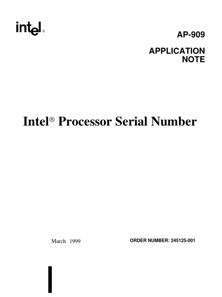 Intel Processor Serial Number: AP-909 Application Note | PDF ...