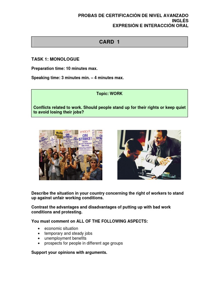 Speaking Eoi Advanced Pdf Teaching Method Internet