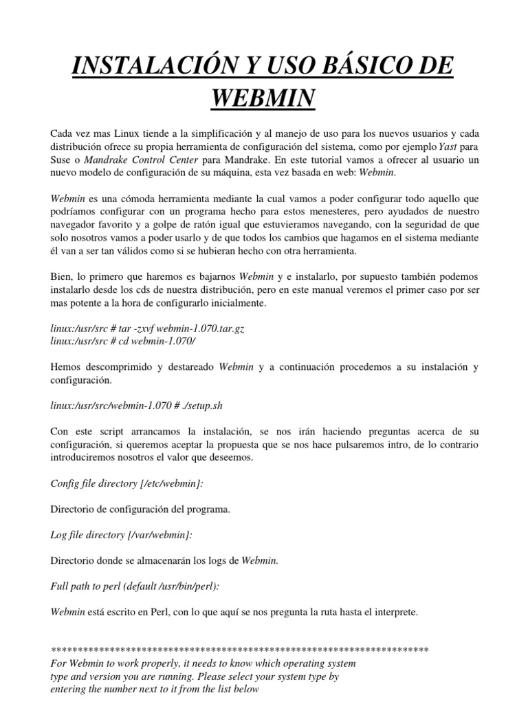 Webmin PDF | PDF | Contraseña | Arquitectura de Computadores