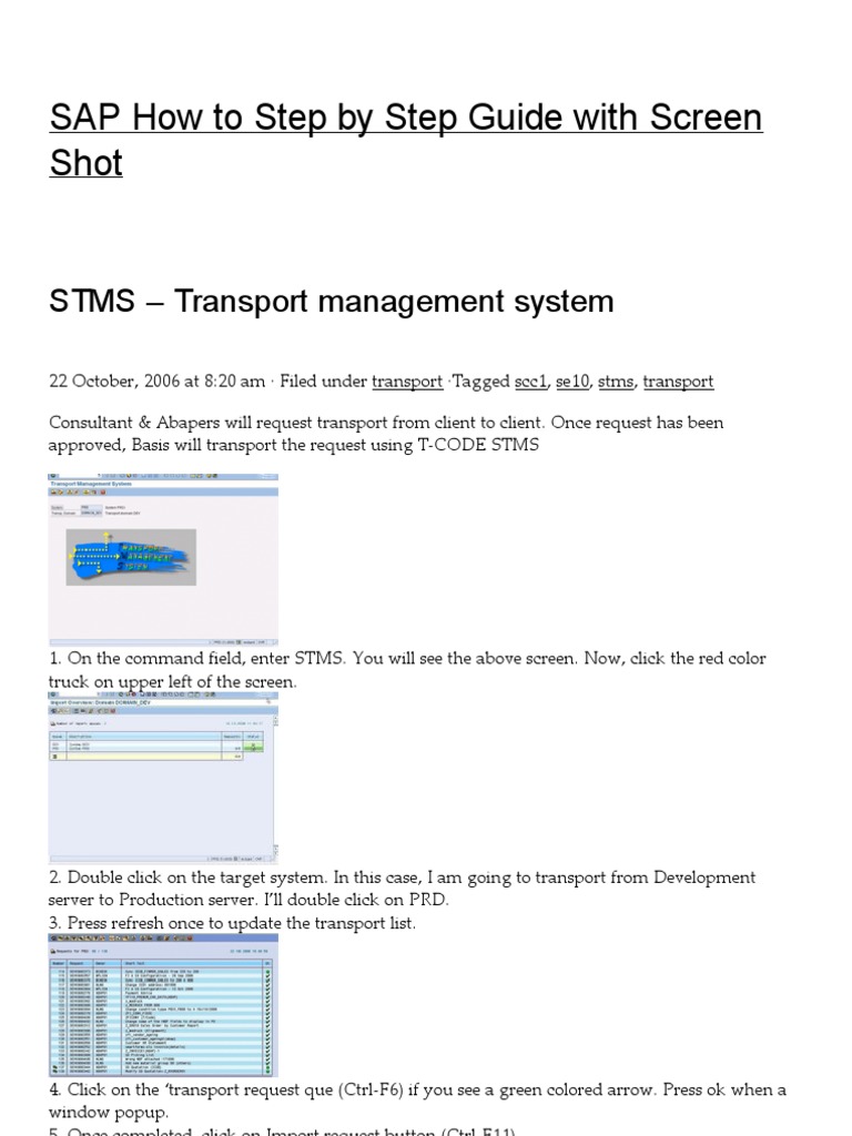 STMS - SAPTransport Management System | PDF | Business