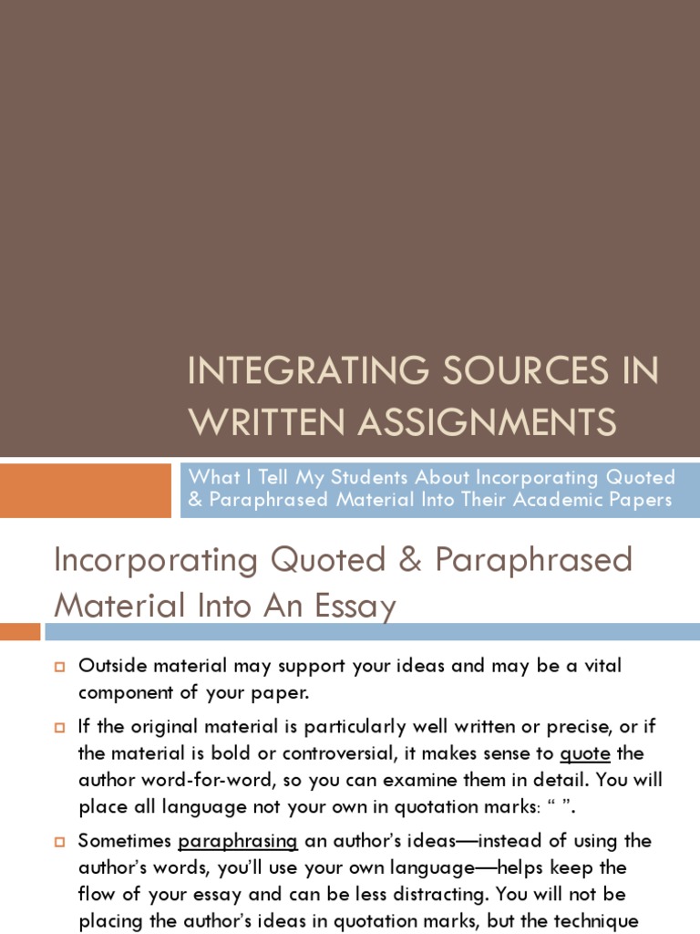 Integrating Sources in Academic Writing | PDF | Essays | Attention