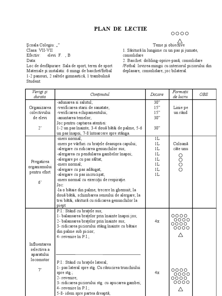 Plan de Lectie (10.20.2009-Cl. A Vii-Viii-A) | PDF