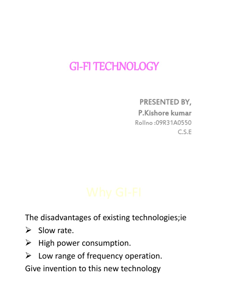 Gi-Fi Technology: Presented By, P.Kishore Kumar | PDF | Home & Garden ...