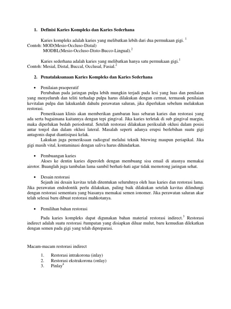 Definisi Karies Kompleks Dan Karies Sederhana-Farisa Azura | PDF