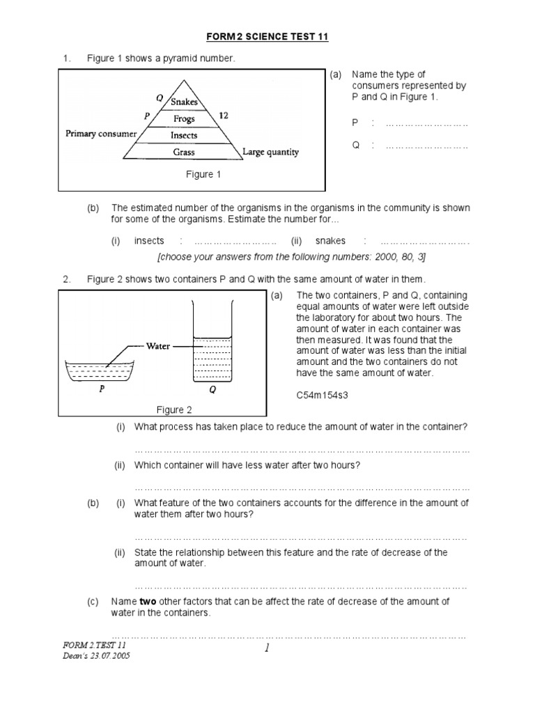 Asessment 1 Science Form 2 | PDF | Experiment | Photosynthesis