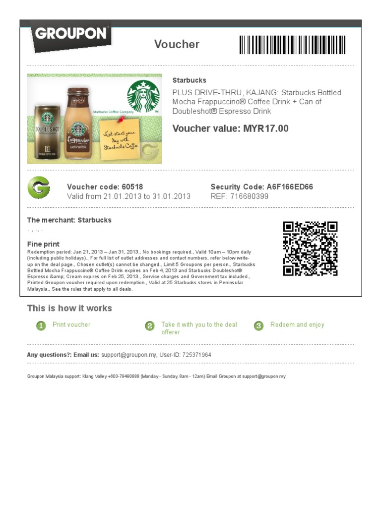 Starbucks Groupon Voucher Details | PDF | Finance & Money Management