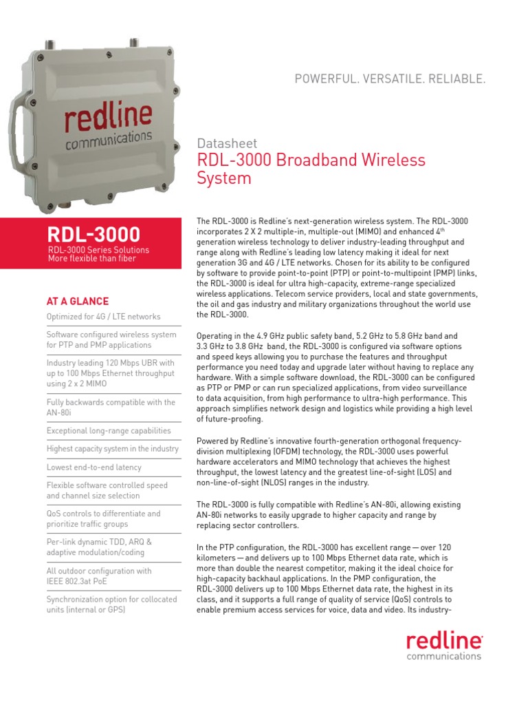 RDL-3000 Broadband Wireless System: Datasheet | PDF | 4 G | Orthogonal ...