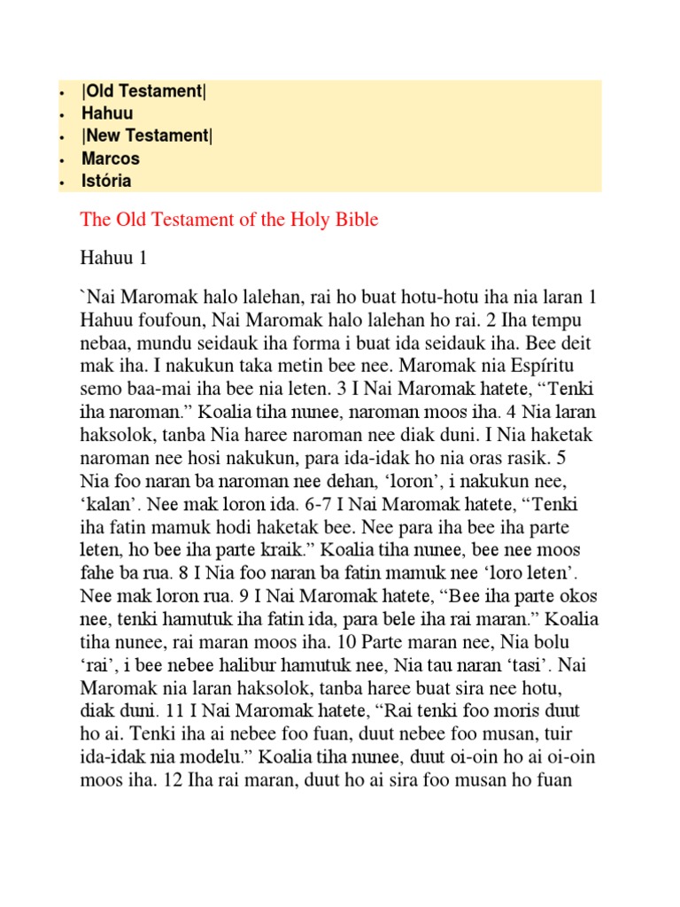 Tetun - Dili Bible - Portions | PDF