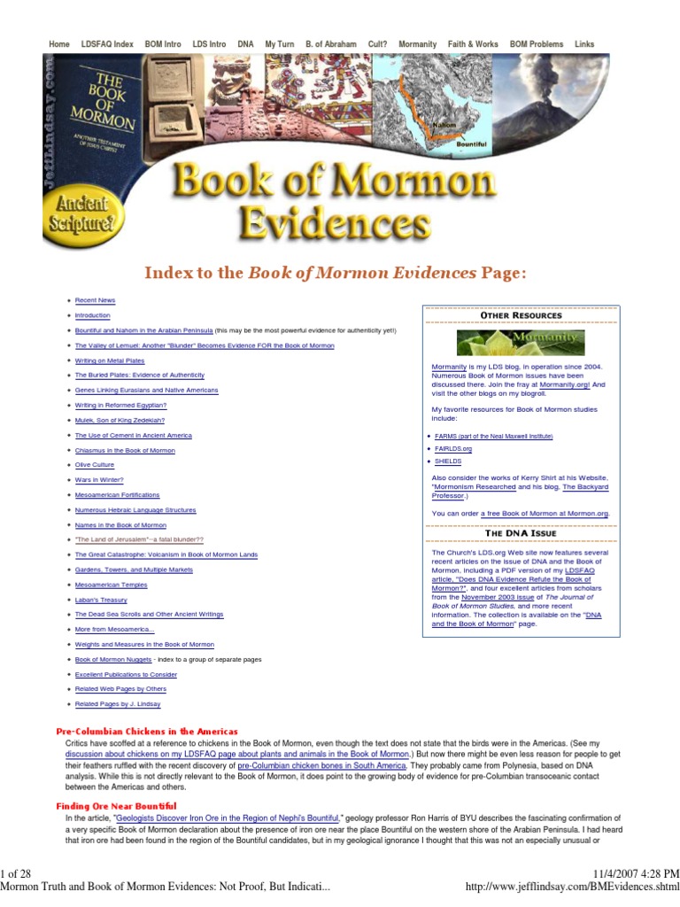 Book of Mormon Evidences | PDF | Book Of Mormon | Mormonism