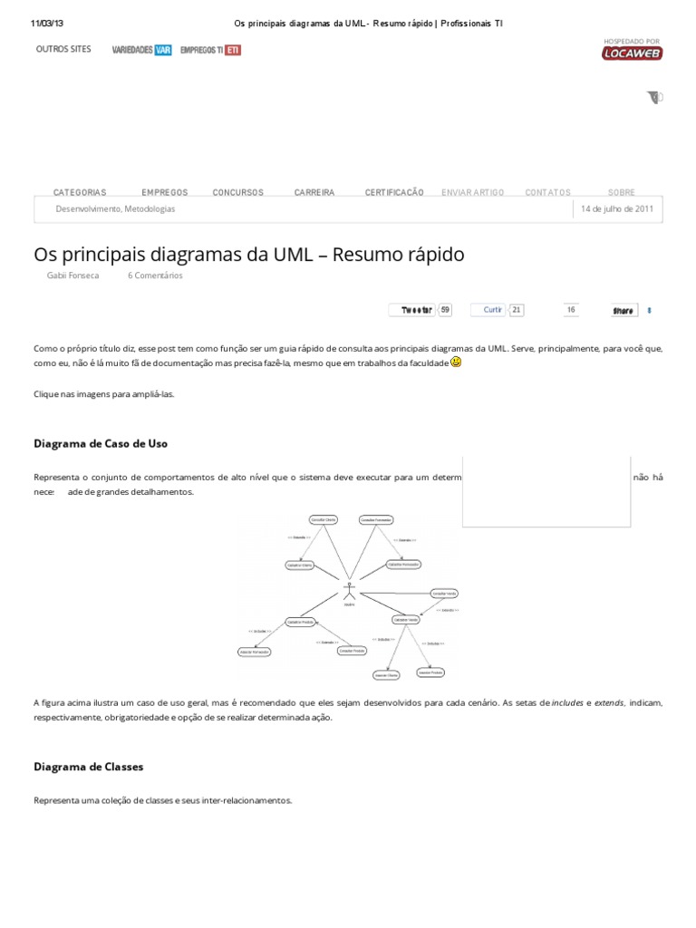 Os Principais Diagramas Da UML - Resumo Rápido | PDF | Diagrama de caso de uso | Linguagem de ...
