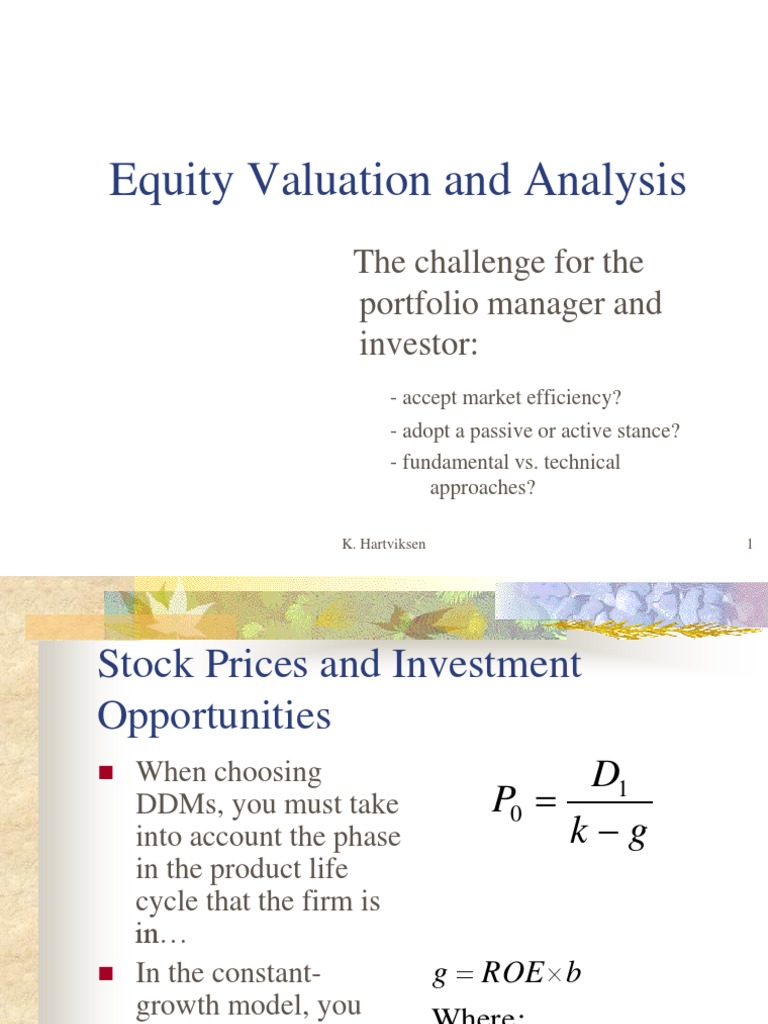 Equity Valuation Analysis | PDF | Stock Valuation | Price–Earnings Ratio