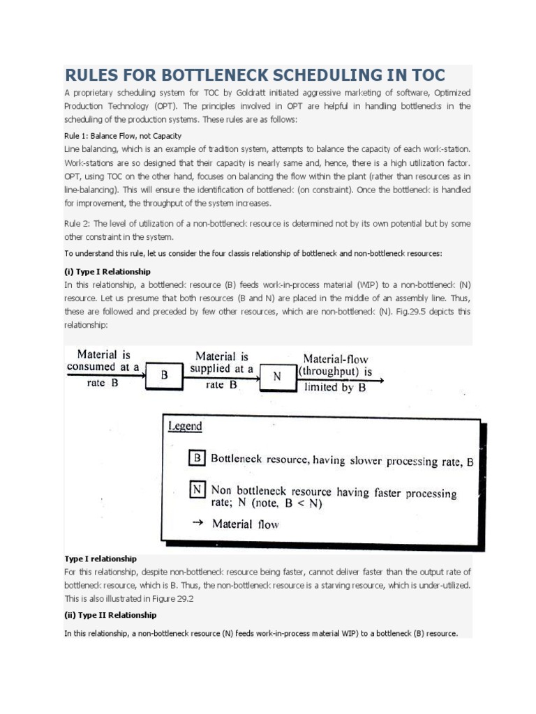 Rules For Bottleneck Scheduling in Toc | PDF | Scheduling (Production ...