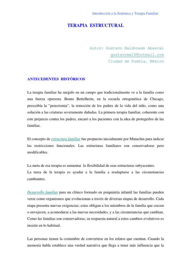 Modelo Estructural - Minuchin PDF | PDF | Terapia familiar | Familia
