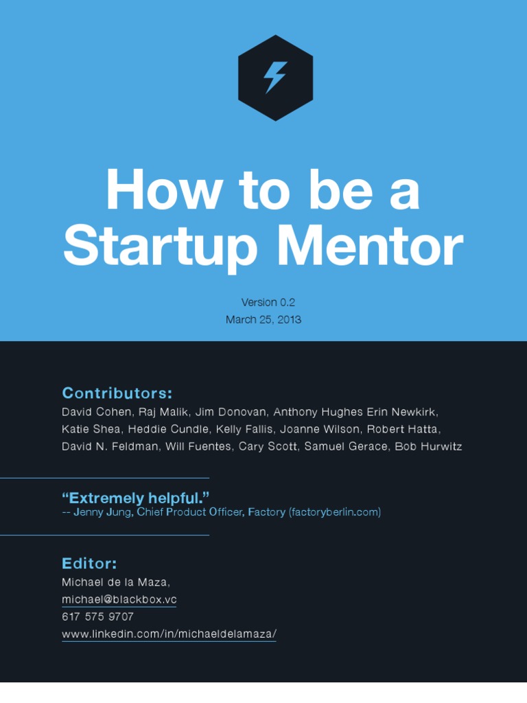 Startup Mentor Guide and Insights | PDF | Venture Capital | Corporate ...