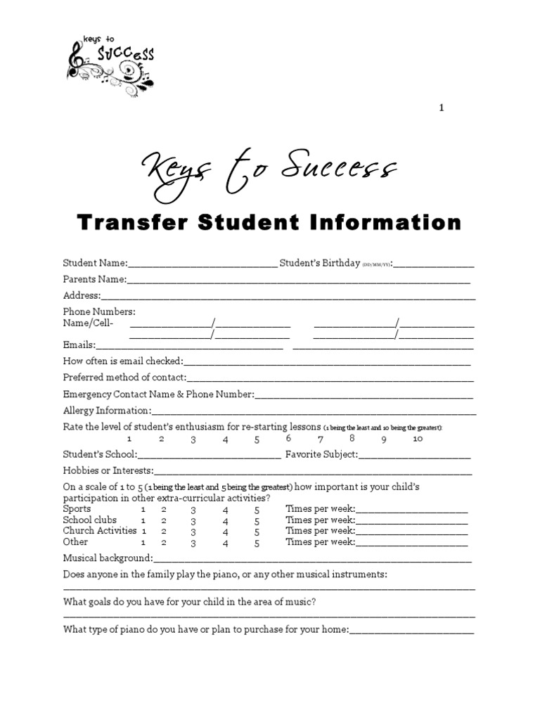 Transfer Student Success Form | PDF | Cheque | Further Education