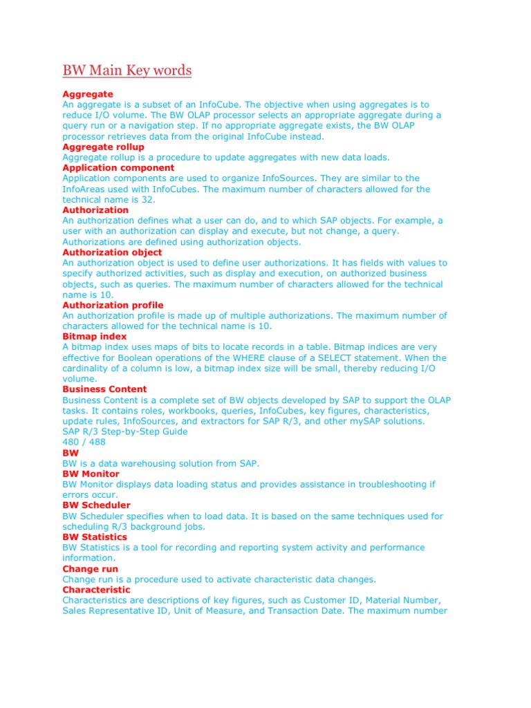 BW Main Key Words | PDF