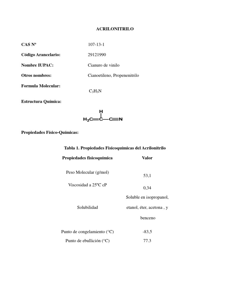 Acrilonitrilo | PDF | Compuestos químicos | Química