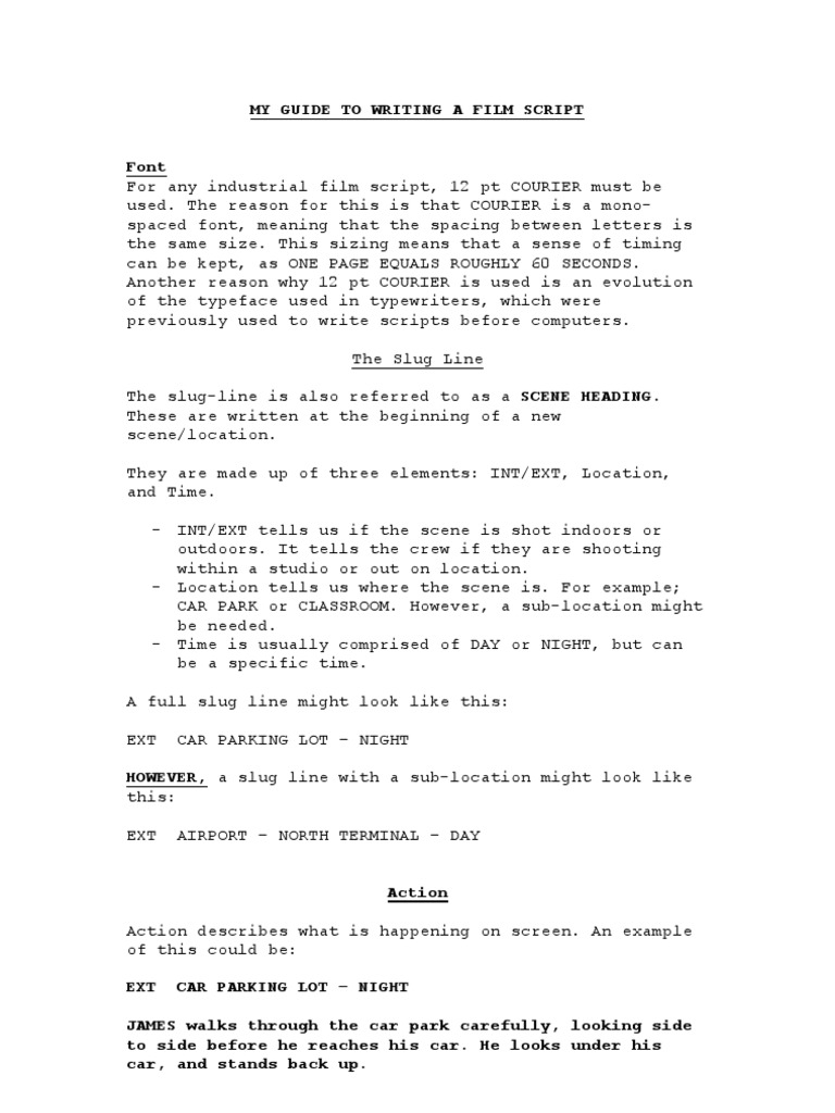 Film Script Writing Guide | PDF | Screenplay | Typefaces