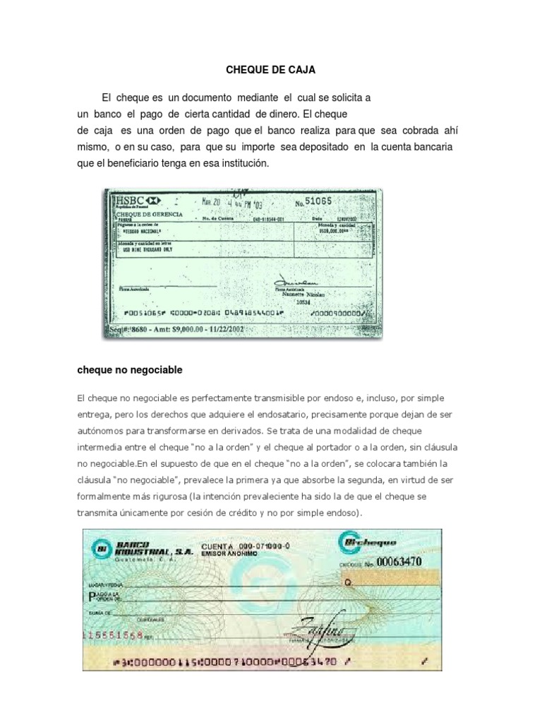Cheque de Caja | PDF | Cheque | Pagaré