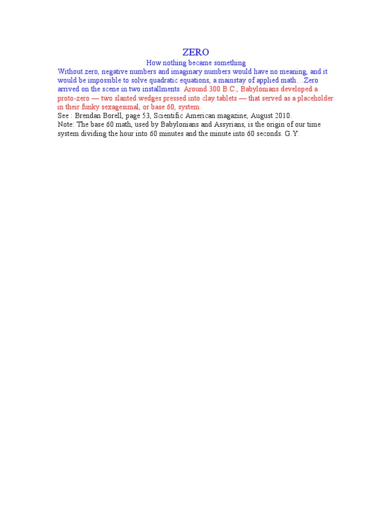 The History and Importance of Zero | PDF