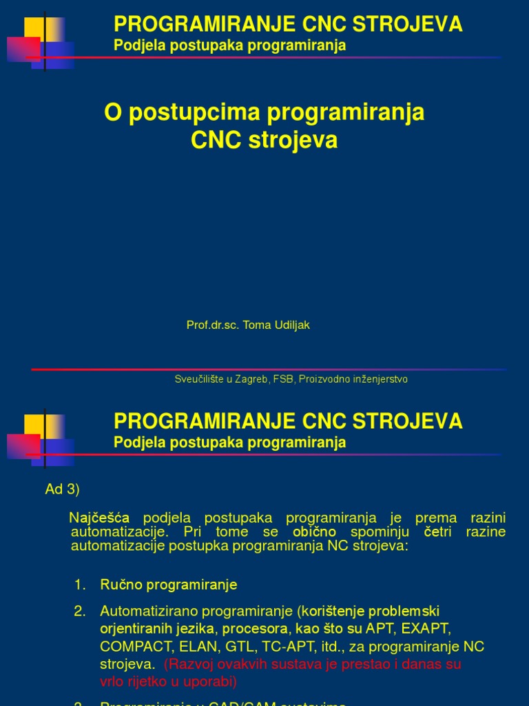 O Postupcima Programiranja CNC Strojeva | PDF
