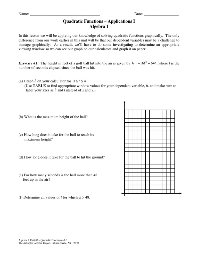 Quadratic Functions in Real-World Applications | PDF | Quadratic ...