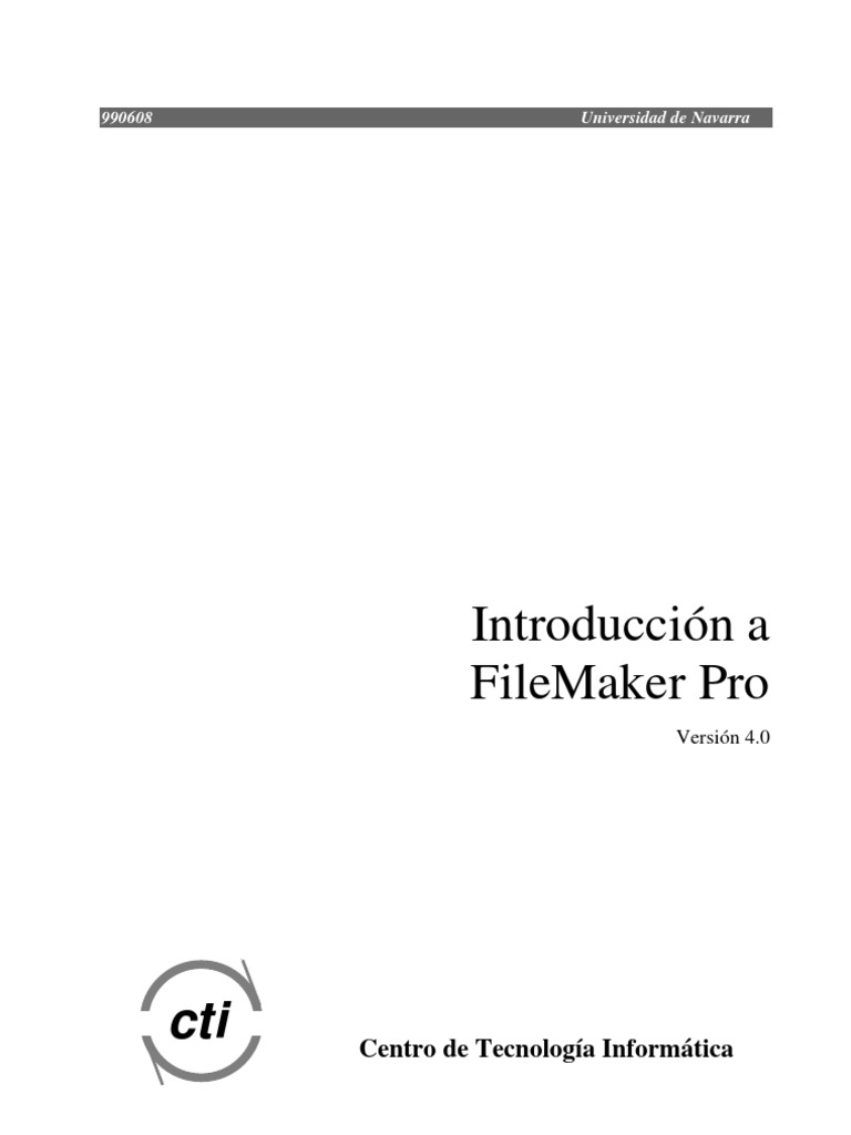 Introducción a FileMaker Pro 4.0 | PDF | Tabla (base de datos) | Bases ...