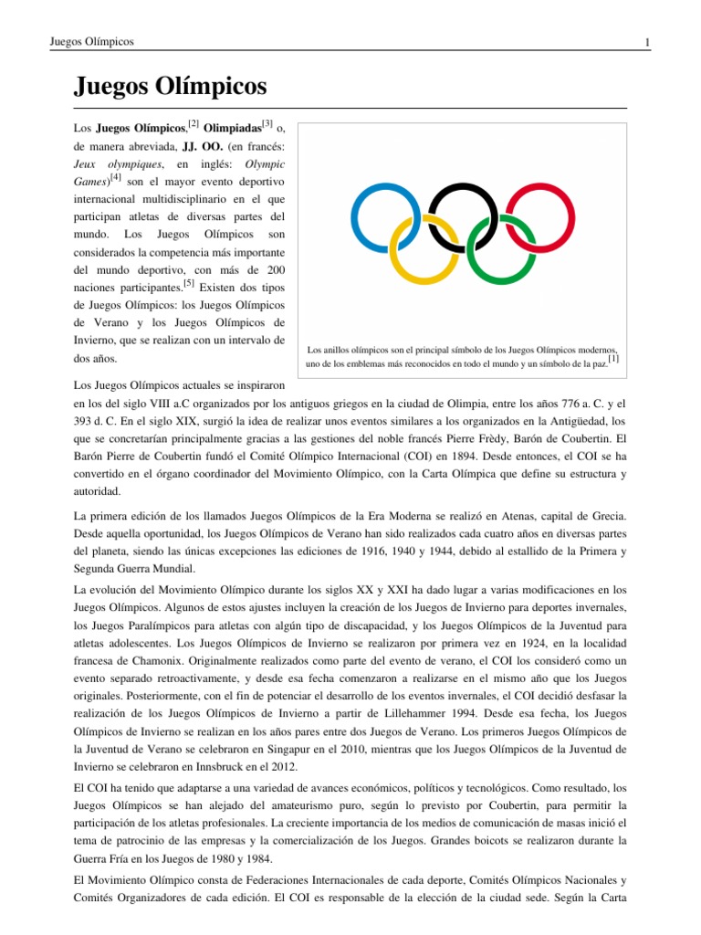 Juegos Olímpicos PDF | Juegos olímpicos | Deportes olímpicos