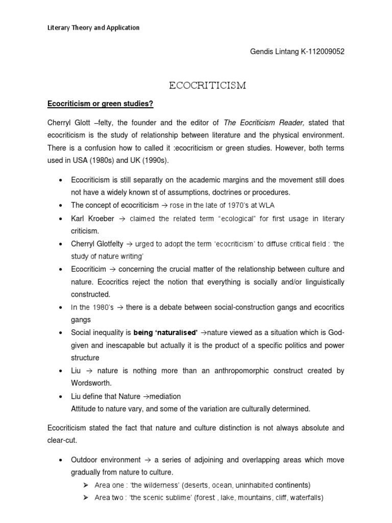 Ecocriticism (Literature Theory) | PDF | Ecocriticism | Nature