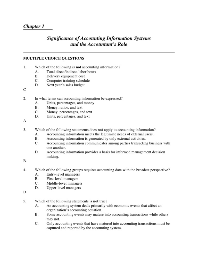 AIS 7e Test Bank CH 1 | PDF | Audit | Financial Audit