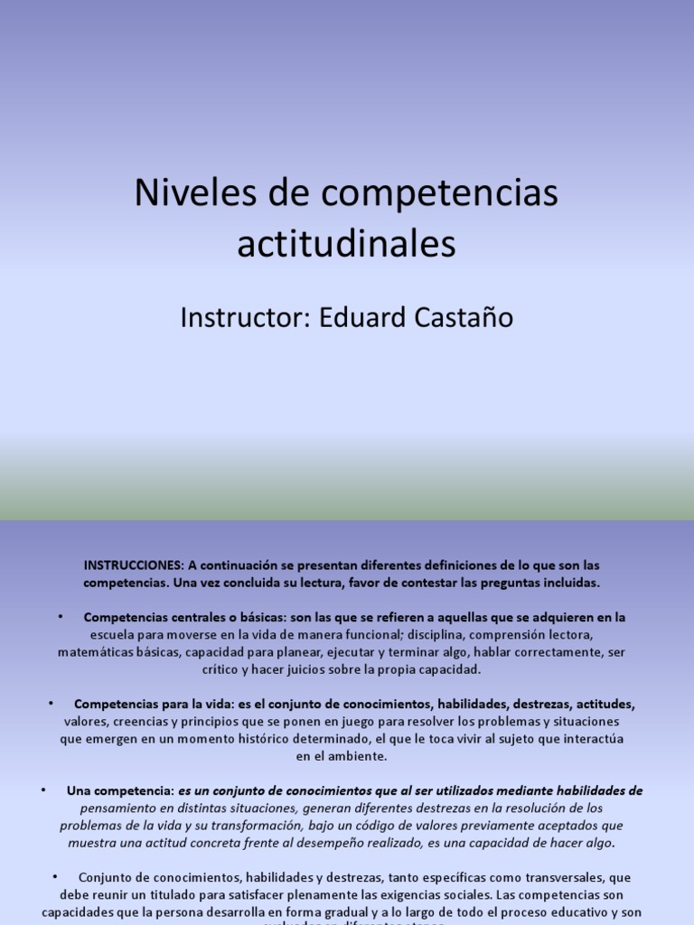 Niveles de Competencias Actitudinales | PDF | Liderazgo | Conflicto ...