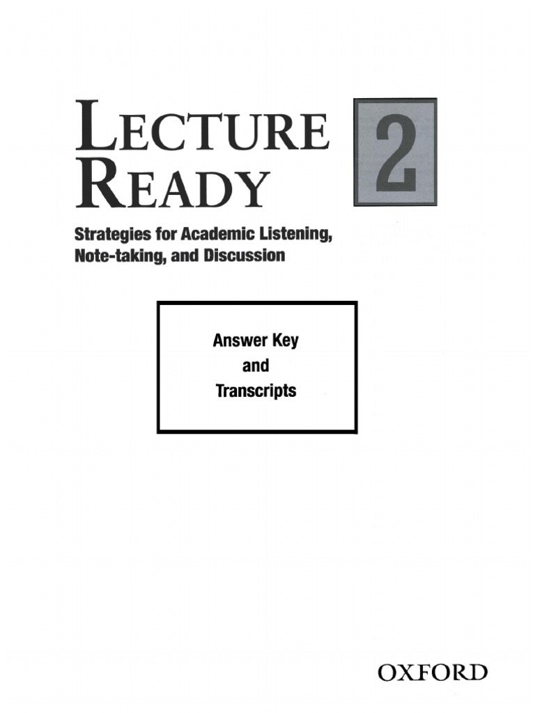 Lecture Ready 2 Answer Key PDF