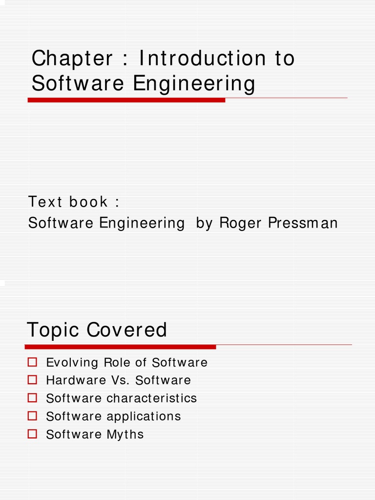 Chapter: Introduction To Software Engineering: Text Book | PDF | Component Based Software ...