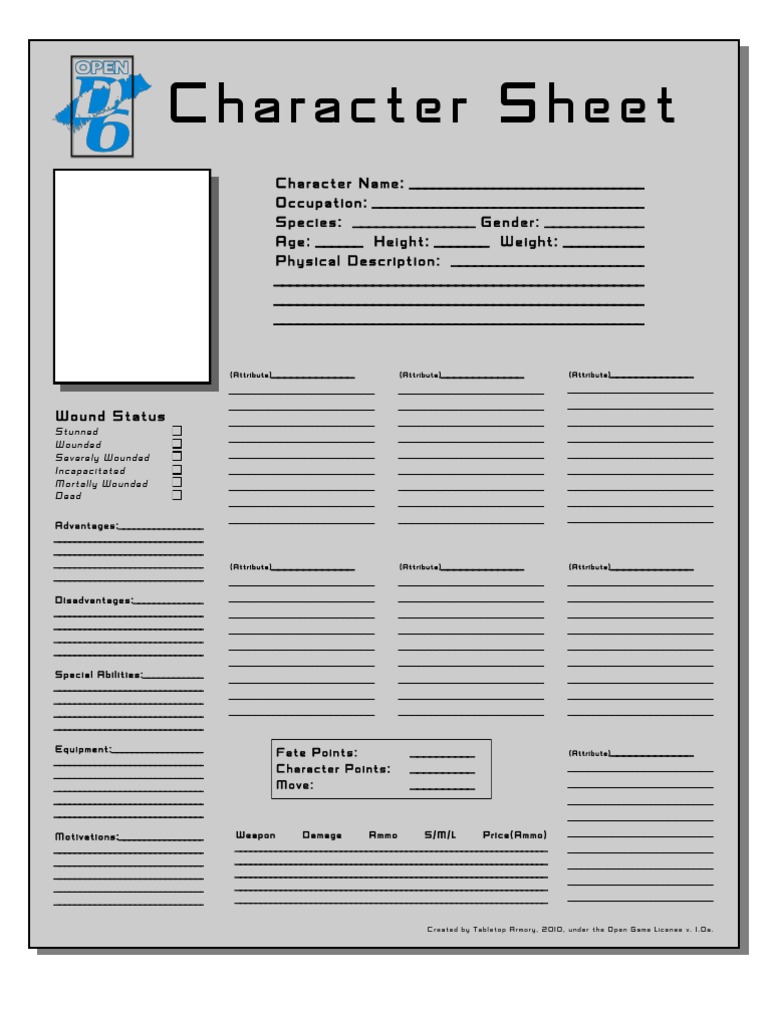 OpenD6 Character Sheet | PDF | License | Derivative Work