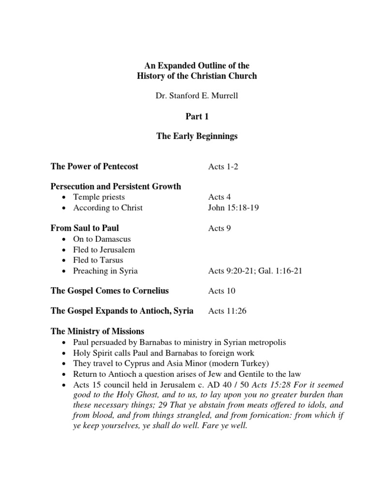 Church History an Expanded Outline Murrell | God The Father | Acts Of ...