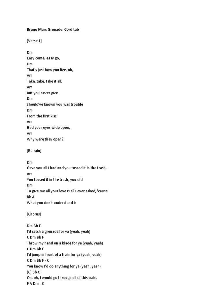 Bruno Mars Grenade | PDF