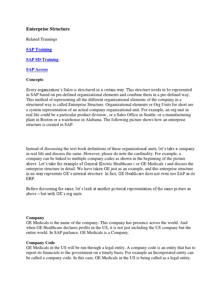SAP SD Enterprise Structure | PDF | Warehouse | Logistics