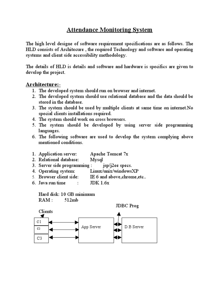 Attendance Monitoring System Pdf Operating System Databases