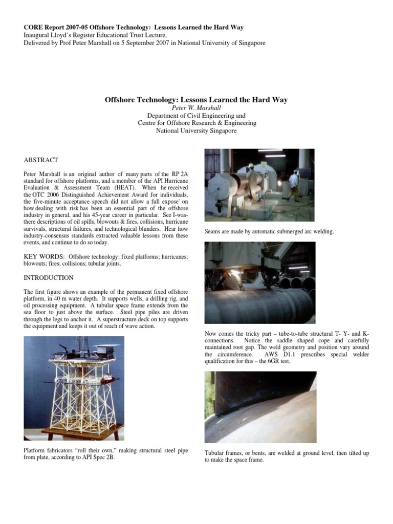 Offshore Lessons Learned | PDF | Offshore Drilling | Blowout (Well ...