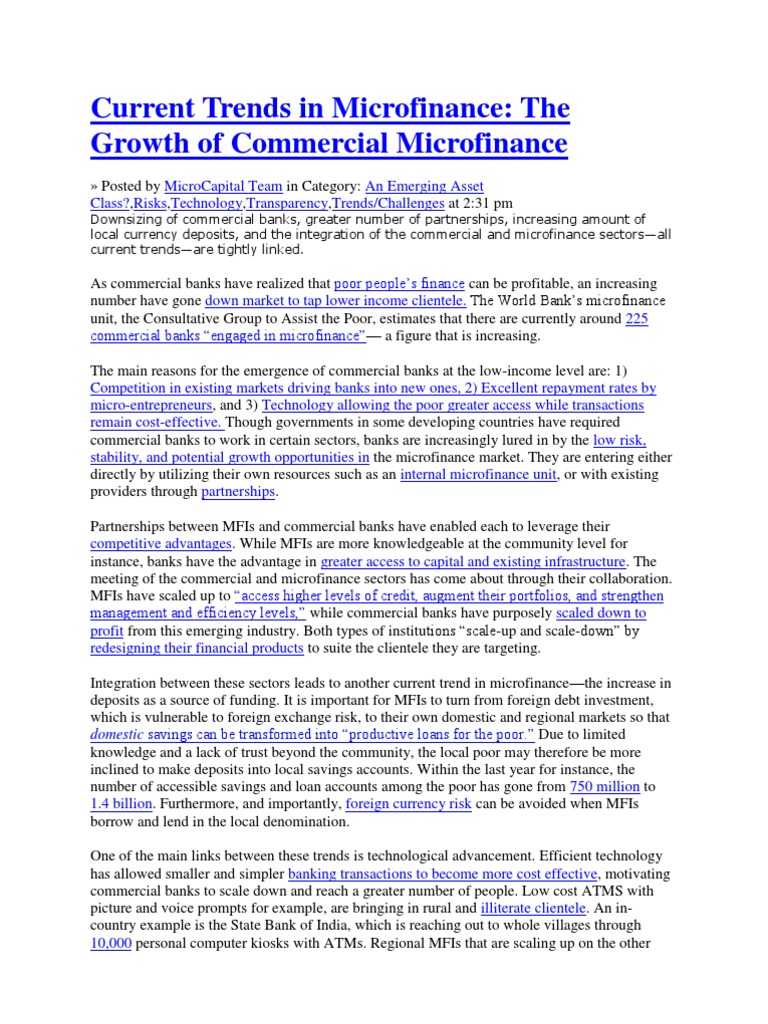 Current Trends in Microfinance | PDF | Microfinance | Banks