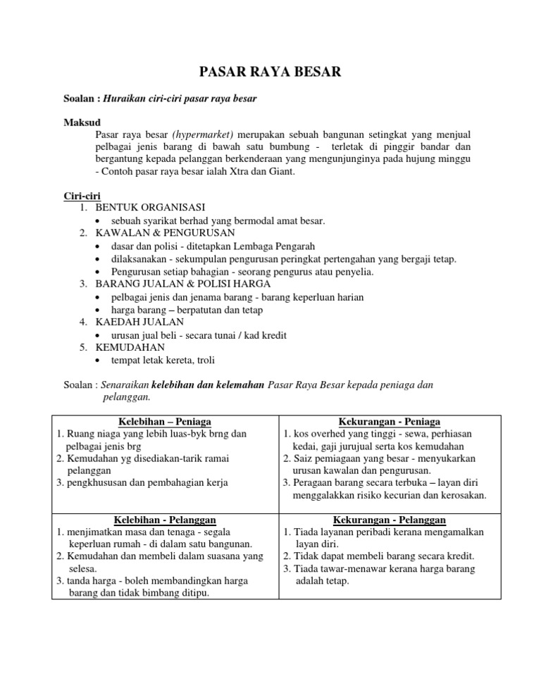 Pasar Raya Besar | PDF