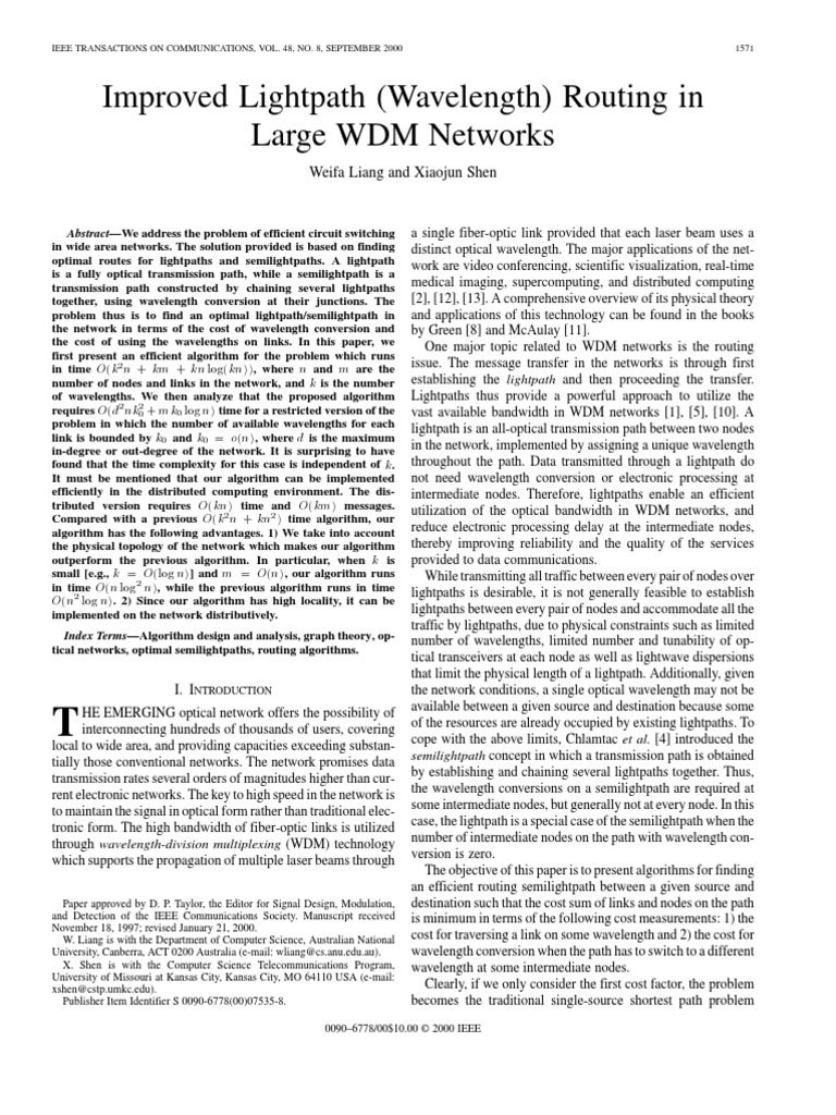Improved Lightpath (Wavelength) Routing in | PDF | Time Complexity | Computational Complexity Theory