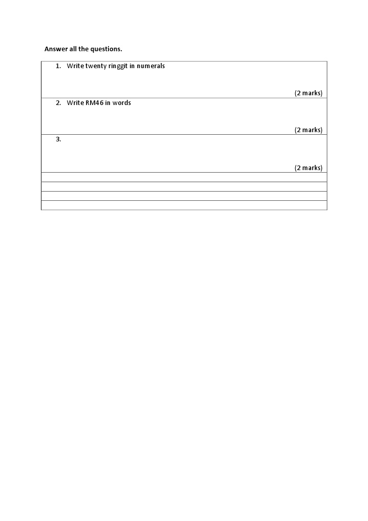 Writing Ringgit in Words & Numerals | PDF