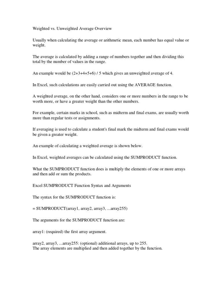 Weighted Average PDF | PDF | Weighted Arithmetic Mean | Average