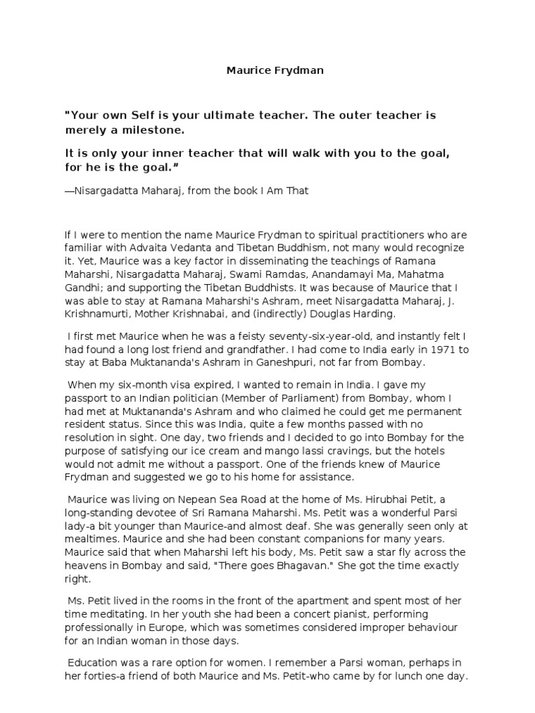 Maurice Frydman | PDF | Indian Religions | Spirituality