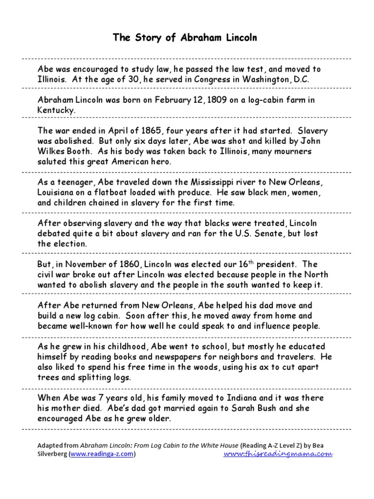 Abe Lincoln Time Sequencing Activity | PDF | Abraham Lincoln | Politics ...
